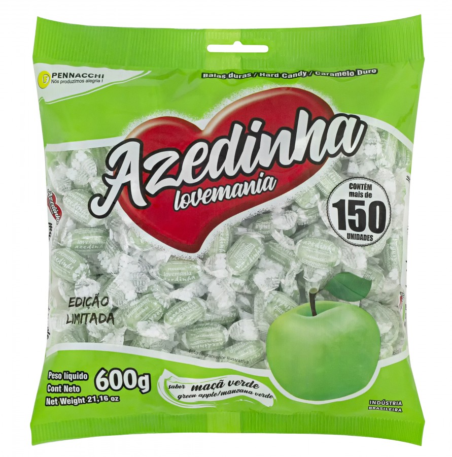 Bala dura sabor azedinha maçã verde 600g