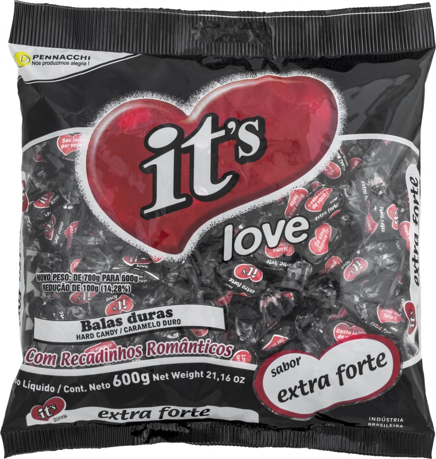 Bala Its Love sabor extra forte pacote 600g